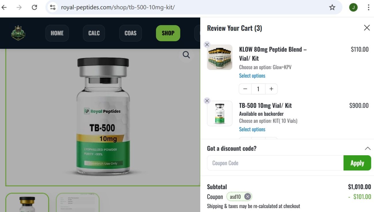 Royal Peptides USA Coupon Code: Get 15% OFF Now - Allstealdeals